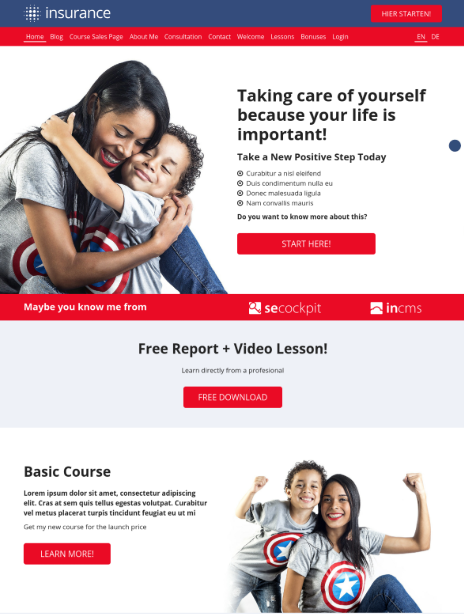 Member Page Templates - inCMS